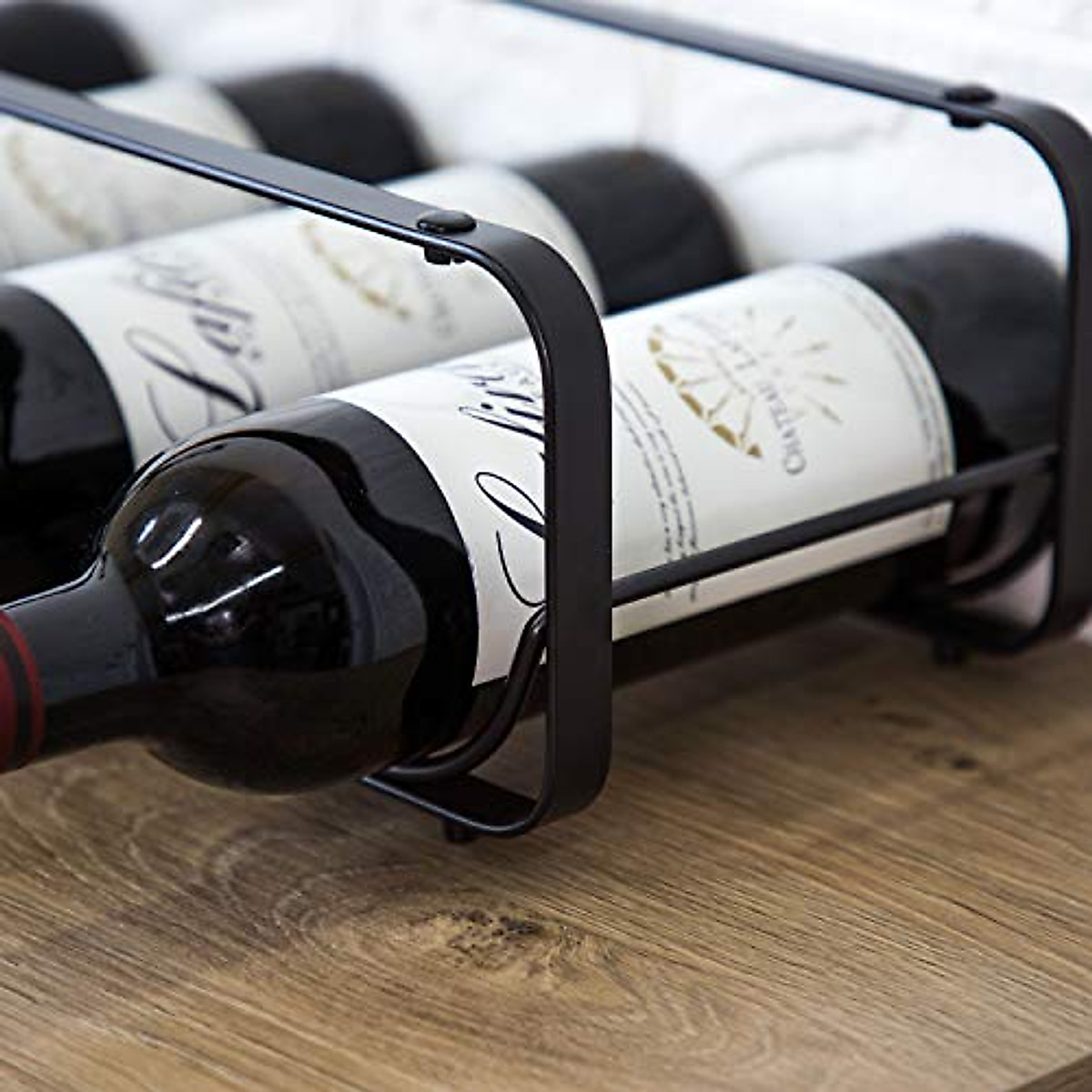 Home Zone Kitchen Tabletop Wine Storage Rack, Stackable Modular Design, Holds up to 4 Bottles (Oil-Rubbed Bronze)