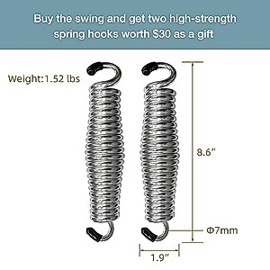 Wooden Porch Swing 2-Seater, Ergonomic Seat, Bench Swing with Hanging Chains and 7mm Springs, Heavy Duty 800 LBS, for Outdoor Patio Garden Yard, Golden Honey