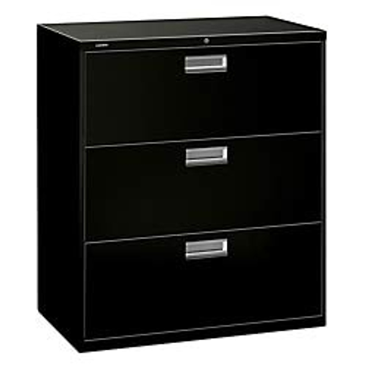 HON Brigade 3-Drawer Filing Cabinet - 600 Series Lateral Legal or Letter File Cabinet, Black (H683)