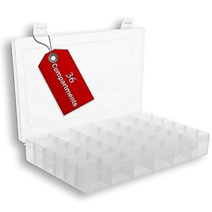 Outdoor 360 Plastic Organizer Box with Dividers 2 pack - 36 Compartment Organizer - Bead Organizer - Best for Bead Storage, Felt Board Letters, Fishing Tackle, Loom Bands (2)