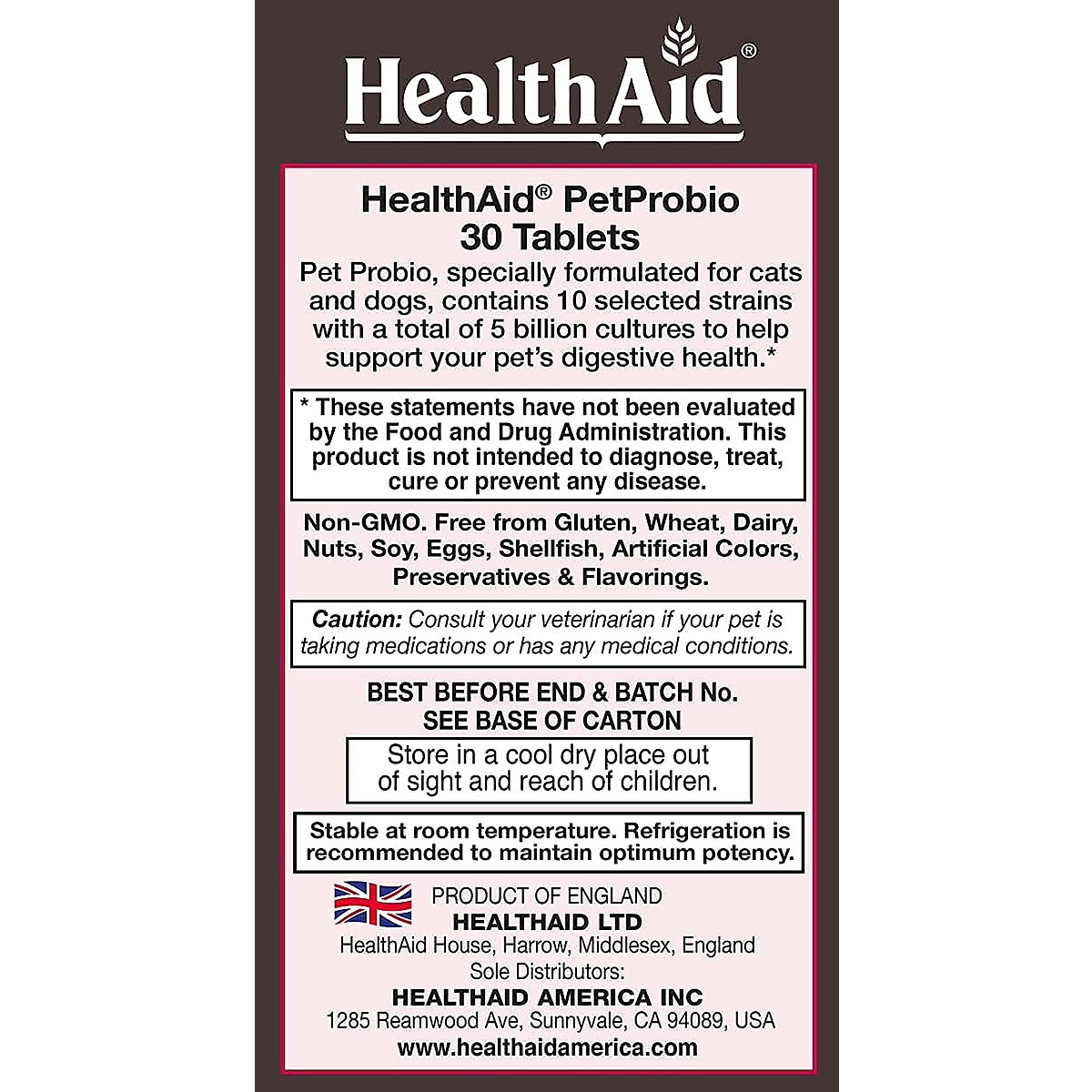 HealthAid PetProbio, 5 Billion with Probiotic, 10 Strains, 30ct, Once Daily for Cats and Dogs, Helps with Pet’s Digestive Health, Natural Beef, Liver, & Bacon Flavor