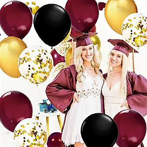 Graduation Decorations Maroon Gold 2024/Burgundy Graduation Party Decorations Burgundy Black Gold Balloons FSU/Class of 2024/Wizard Party Decorations/Burgundy Gold Birthday