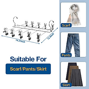 3 Piece Skirt Hangers,Pants Hangers Space Saving,Hanges with Clips 5 Tier,Closet Organizers and Storage Magic Hangers,Clothes Hangers Space Saver,Closet Organization for Skirt,Trousers,Jeans,Legging