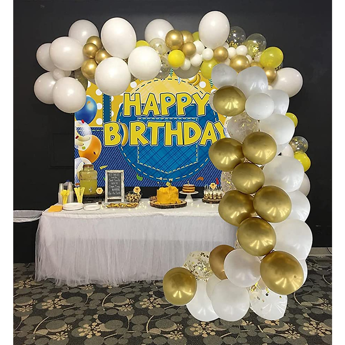 Yellow Cartoon Birthday Backdrop Cowboy Banana Balloon Photo Background Boy Child Happy Birthday Party Supplies Baby Shower Cake Table Decoration Backdrop 7x5FT