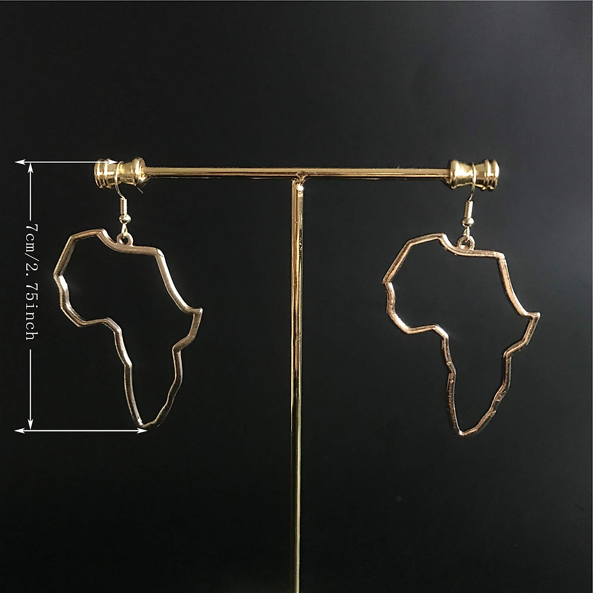 2 Pairs Unique Vintage Hollow Gold Silver African Map Dangle Earrings Ethnic Style African Drop Earrings for Women Bohemia Style Jewelry (Gold+Silver)