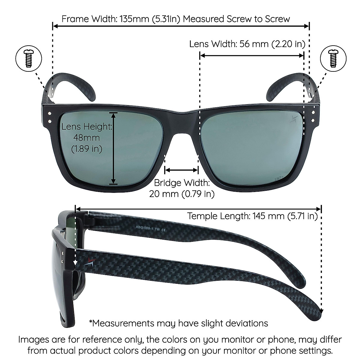 X Power ANSI Z87+ Large Black Square Frame Safety Sunglasses with Green Flash Mirror Lenses and Carbon Fiber Temples Impact Resistant Polycarbonate Lens & Frame (Made In Taiwan)