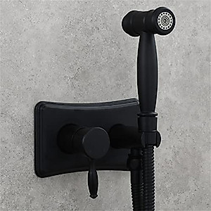 MINJING Handheld Bidet Sprayer for Toilet, 2- Function, Wall Mounted Hot and Cold Faucet Mixer Tap, Bathroom Handheld Toilet Bidet Faucet Women Flusher Sprayer Kit,Brushed