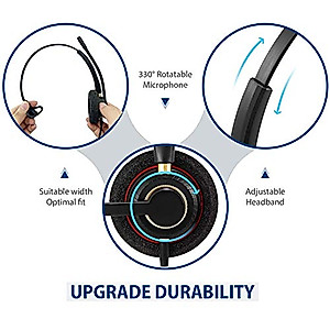 Phone Headset with Microphone Noise Cancelling, 2.5mm Telephone Headset for Cordless Phones Panasonic AT&T Vtech Uniden Cisco SPA Grandstream Polycom Clarity XLC3.4 Office IP