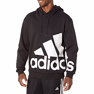adidas Men's Essentials Giant Logo Fleece Hoodie, Black/White, Medium