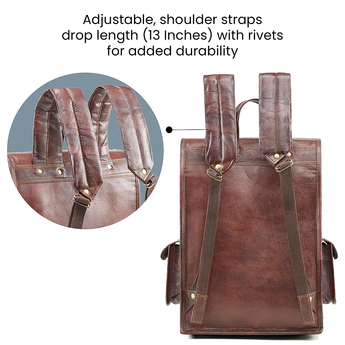 Handmade World Vintage Full Grain 16 Inch Leather Laptop Backpack Casual Bookbag Daypack Camping Travel Rucksack Knapsack For Men Women