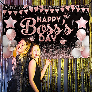 Boss Day Decorations Happy Boss Day Backdrop Boss's Day Banner Boss Lady Decor Happy Boss Day Decoration for Office