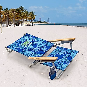 Tommy Bahama 5-Position Lay Flat Cup Holder and Towel Bar Beach Chair, 1-Pack, Floral Print