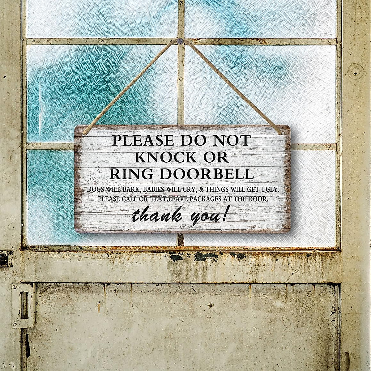 Baby Sleeping Sign For Front Door Please Do Not Knock Or Ring Doorbell Sign Funny Welcome Go Away Signs No Soliciting Sign For Home Don'T Disturb Hanging Sign Wall Decor