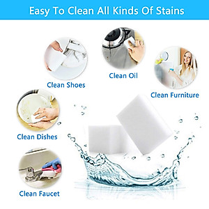 Melamine Sponge, 100/180 Pack Magic Sponge Eraser, Melamine Foam Bulk Sponge Sheets, Bathroom Oven Shower Glass Dishes Stove Top Kitchen Sinks Bathtub Wall Tile Baseboard White Cleaner, Not Easily Rip