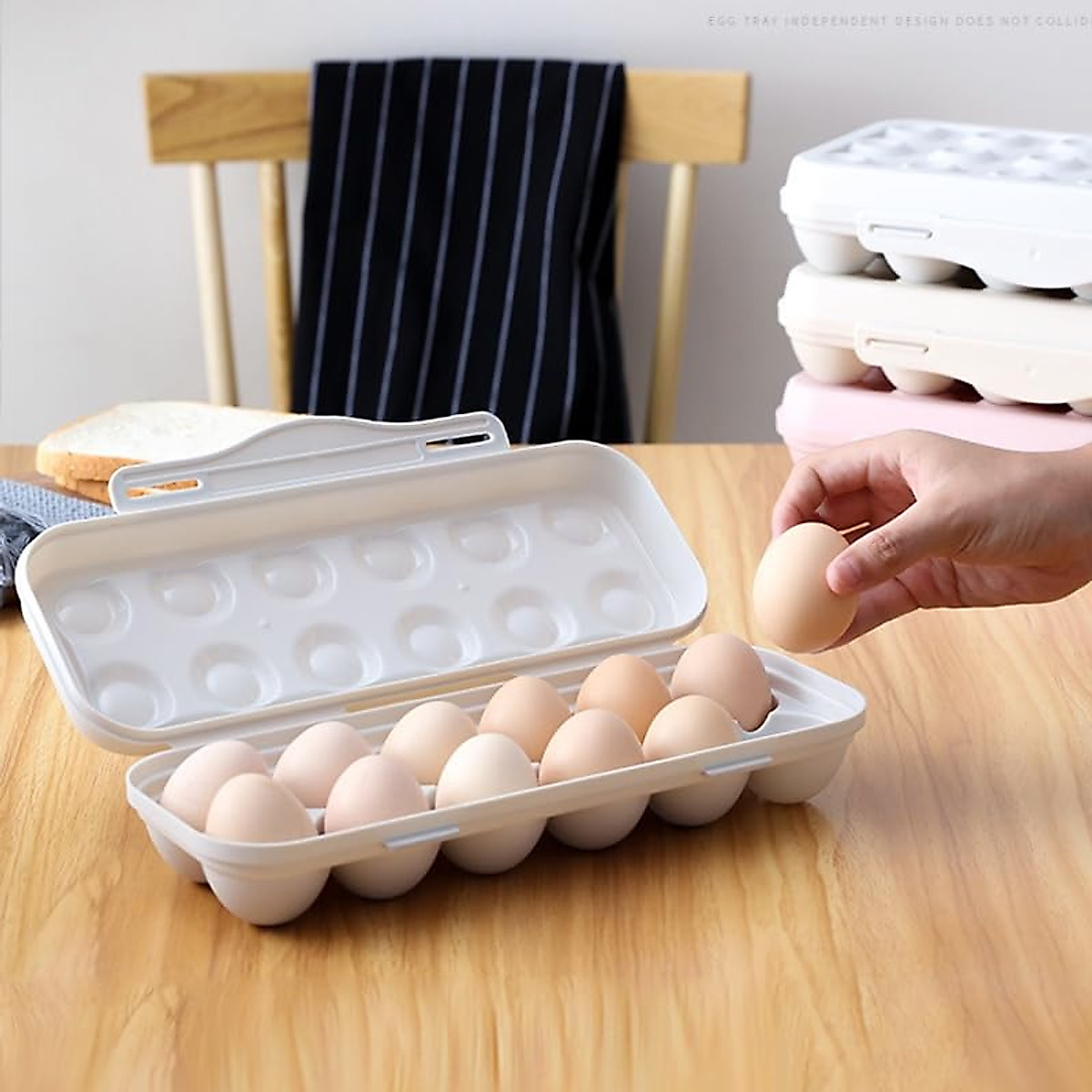 Egg Holders 12 Grids Kitchen Egg Holder For Refrigerator Plastic Egg Storage Container Fridge Egg Organizer Egg Holder Refrigerator Egg Trays Reusable Egg Container Egg Carton Egg Case