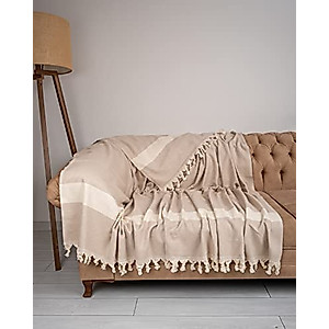 DEMMEX 2022-90x82 Inches XXXL Turkish Cotton Multipurpose Blanket, Throw Blanket Bedspread, Beach Picnic Blanket 3lb (Beige)