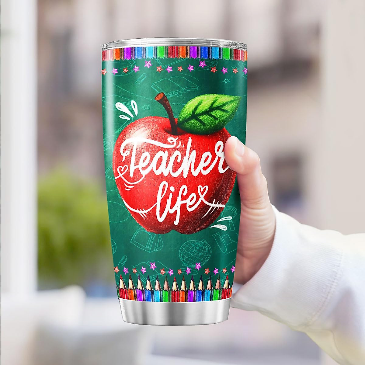 JENOIS For Steel Music Gift Women Stainless Teachers Cups Tumblers Appreciation Pack Coffee, Teacher Inspire, Tumbler 20 Oz With Lid And Straw, Teacher Gifts