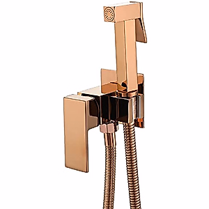 MINJING Handheld Bidet Sprayer for Toilet Rose Gold Baby Cloth Diaper Sprayer Hot and Cold Water Toilet Sprayer Wall Mounted Handheld Sprayer Kit, Brass, High Pressure, Adjustable Water Pressure