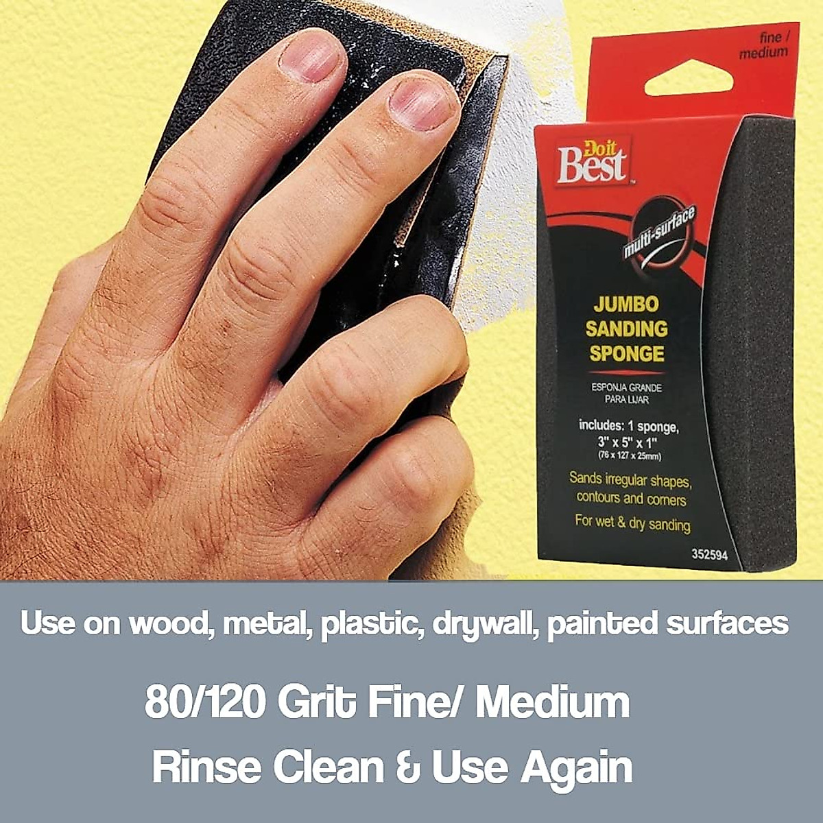 Do it Best Drywall Repair Kit- DAP Drydex (2Pack)- Joint Compound Spackle Patch- Nail Hole Filler- Wall Putty- Plaster Repair- Bundled w/Sanding Block & 3 Pack Putty Knife Set