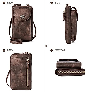 BROMEN Small Cell Phone Purse Crossbody Bags for Women Leather Wallet with Credit Card Holder