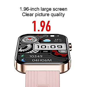 Bzdzmqm Smart Watch for Android Phones for iPhone, 1.96-inch HD Large Screen Smartwatch, Bluetooth Call Health Detection with Password Lock Sports Watch with Text and Call