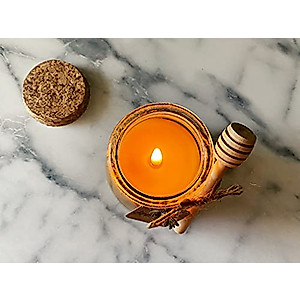 Bekker's Candles Beeswax Jar Candle 100 Percent Pure Beeswax in Glass Container 30 Hours Light Honey Aroma 7 oz, Yellow