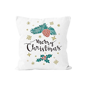 Scceatti Christmas Throw Pillow Covers 4 Pack 18x18 in Cotton Farmhouse Pillow Cover with Zipper Deer Reindeer Aesthetic Theme Fashion Pillow Cases Protector for Couch Bed Living Room Decor Gifts