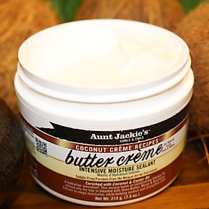 Aunt Jackie's Coconut Crème Recipes Butter Crème Intensive Moisture Sealant, Leave-In Conditioning Therapy for Dry Hair, 7.5 oz