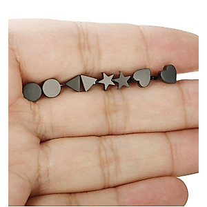 JOERICA 4 Pairs Heart Stainless Steel Stud Earrings for Women Star Earrings