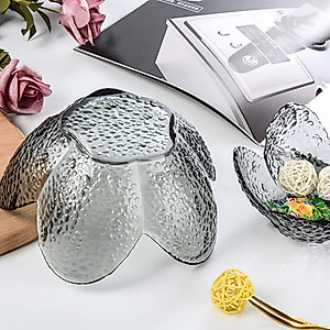CALLARON Glass Containers Glass Japanese Bowls Flower Shaped Bowl Salad Mixing Bowl Crystal Fruit Candy Snack Bowl Decorative Appetizer Plates for Home Kitchen Tableware Terrarium