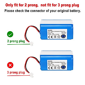 Replacement Battery Pack for Shark Ion Robot RVBAT850 Battery for RV700_N, RV720_N, RV725_N, RV761, RV850, RV850BRN, RV850C, RV850WV, RV851WV, RV871, RV871C 2 Prong 14.4V 2600mAh