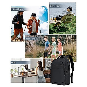 Travel Laptop Carry on Backpack for Women Men, Airline Flight Approved Waterproof 14 Inch Laptop Backpack, Casual Daypack College Personal item Bag Rucksack with USB Charging Port for Business, Black