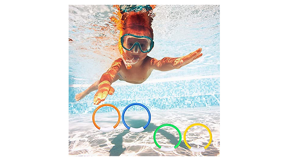 4pcs Diving Rings 5.3 Inch Underwater Swimming Pool Toy Rings for Kids ...