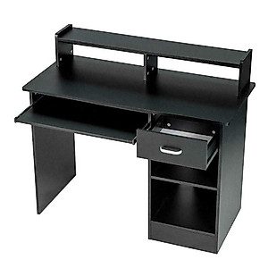 Thaweesuk Shop New Black Writing Table Computer Desk Laptop PC Wood Workstation Study Office Home Work Furniture E1 15mm Chipboard 43.3" x 19.69" x 37.4" (LxWxH