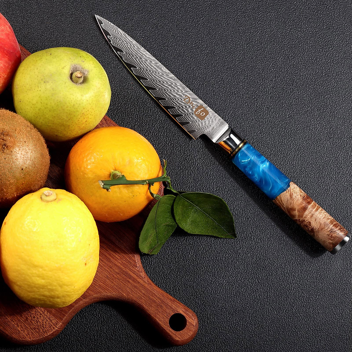 Dnifo Kitchen Utility Knife 5 Inch, Damascus Steel Kitchen Knives -Super Sharp Ultimate All-Purpose Knife for Slicing, Mincing, Chopping - Non-stick Blade and Anti-rusting Forged