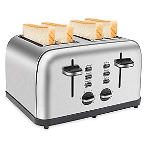Schloß 4 Slice Toaster, Extra Wide Slot for Bread, Stainless Steel, 6 Shade Settings, Bagel/Defrost/Cancel with Removal Crumb Tray (30222)