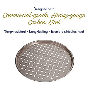 Ultra Cuisine Perforated Pizza Pan with Holes Nonstick Pizza Pan for Oven - Round Pizza Pans - Large Pizza Pan with Holes - Pizza Baking Pan Pizza Pan for Oven - Carbon Pizza Metal Pan 13in (2-pk)