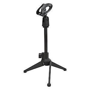 Microphone Stand,Portable Desktop 20.5-27cm Adjustable Shockproof Detachable Tripod Mini Table Stand, Mic Stand Clip Holder,for Conference/Live Streaming