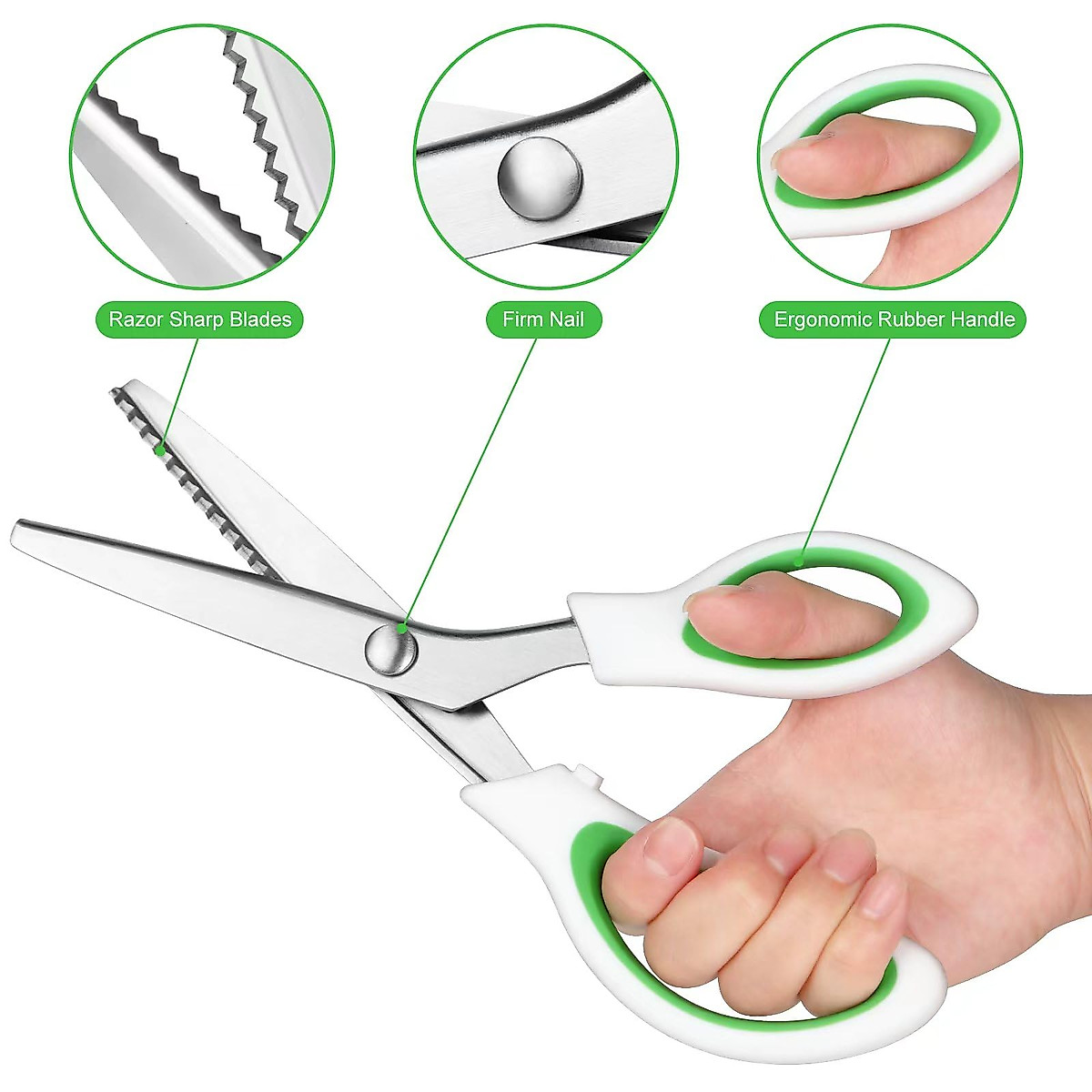 YUQGAOP Pinking Shears，9” Zig Zag Scissors for Fabric，Pinking Shears Scissors for Fabric Cutting，Professional Handheld Dressmaking，Great for Many Kinds of Sewing Fabrics Leather and Craft Paper