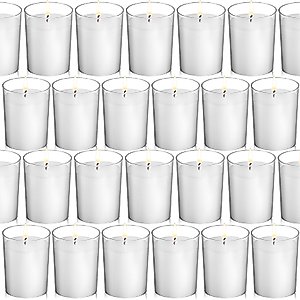 flamecan (Set of 24) Votive Candles, Unscented White Wax, for Wedding, Birthday, Party, Spa, Holiday, Home Decoration (15 Hour Burn Time)