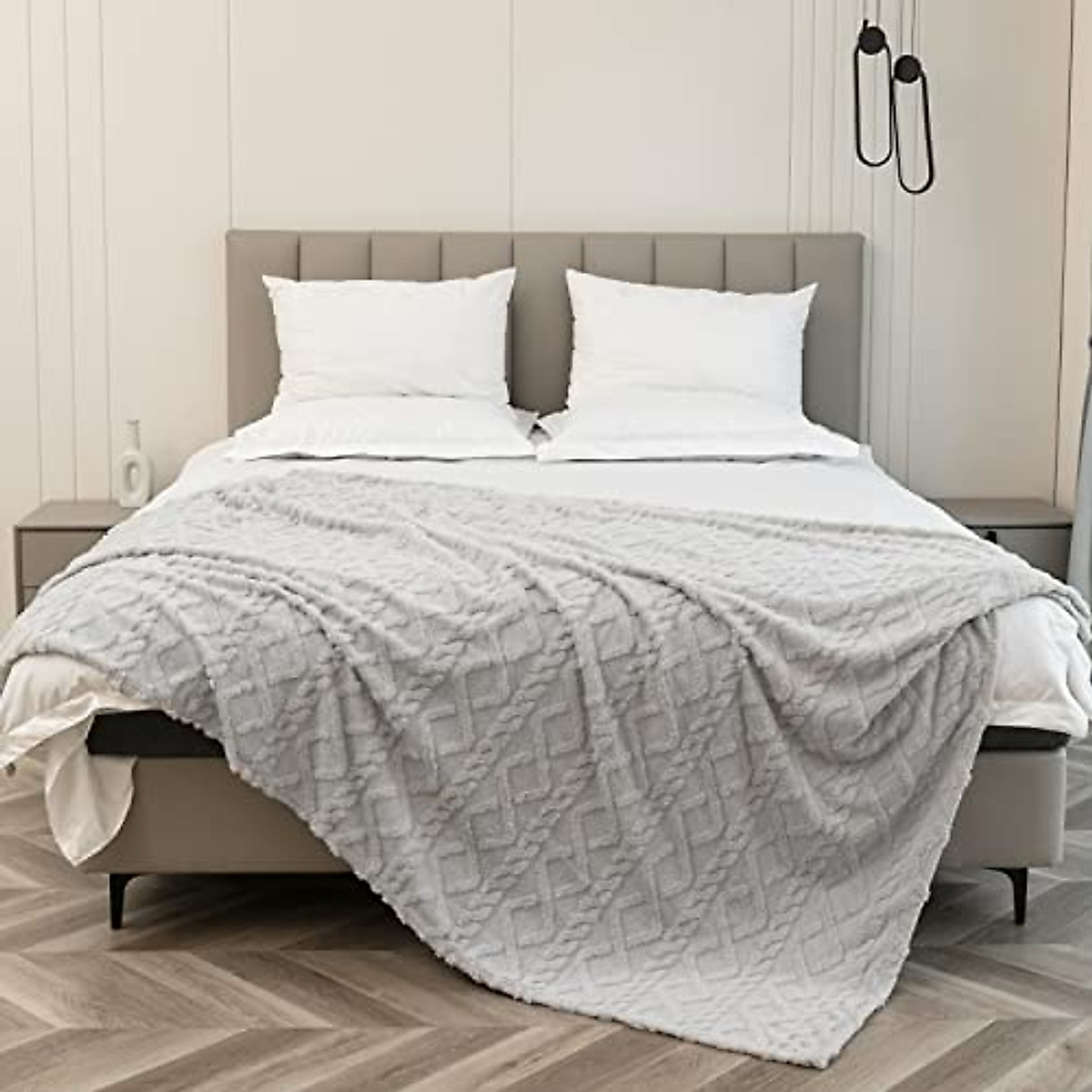 Soft Fleece Twin Blanket, Cozy Fuzzy Microfiber Comfy Sherpa Throw for Bed Sofa Couch and Travel, Grey, 60x80 Inches