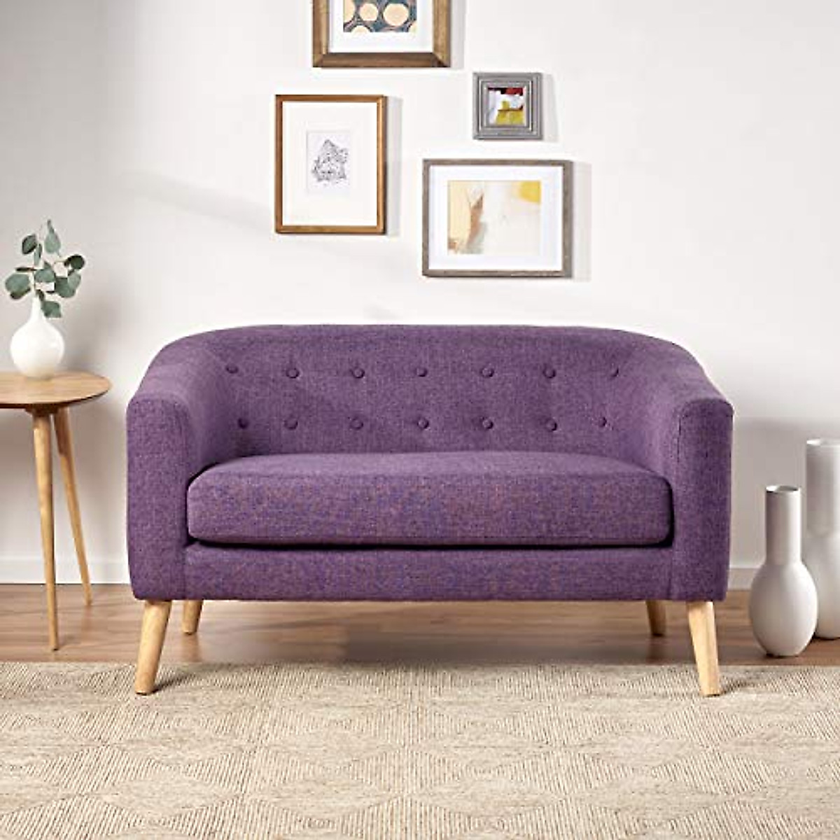 Christopher Knight Home Bridie Mid-Century Modern Loveseat, Muted Purple Fabric
