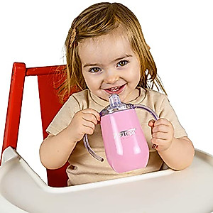 7 Steps - 10 Oz Stainless Steel Baby Children Kids Sippy Cup Tumbler - Double Wall - Vacuum Insulated - BPA Free - No Leak - No Spill (Gold)