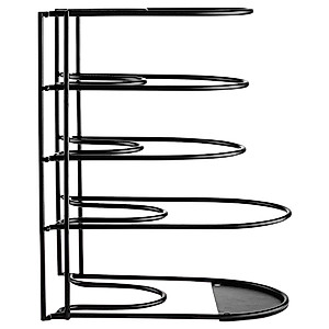 Extreme Matters Heavy Duty Pot and Pan Organizer Holder - Holds Cast Iron Skillets, Pots, Frying Pan, Lids - Durable Steel Construction Griddles and Shallow Pots - Space Saving Kitchen Storage - Black