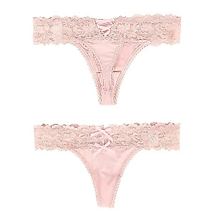 comeondear Sexy Lace Thongs for Women 3 Pack Panties Cheeky Underwear Plus Size G-String Thongs for Women Seamless Floral Briefs