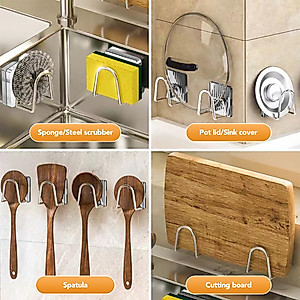 ESINAM 2Pcs Sponge Holder for Kitchen Sink, Strong Adhesive Clear Acrylic Kitchen Sink Sponge Caddy for Kitchen Organization in Sink， Multifunctional Inside Sink Sponge Holder