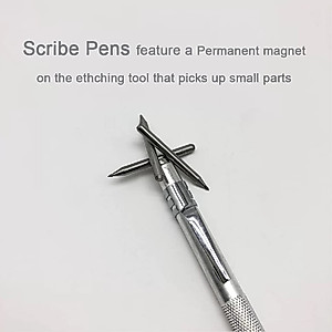 HeyooHeloo Aluminum Etching Engraving Pen,Tungsten Carbide Tip Scriber with Clip and Magnet 2 pack，Extra 2 Free Replacement Tips Included.（2 of pack）