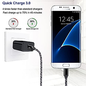 Android Fast Charger,Quick Charger 3.0 USB Fast Wall Charger Plug with Micro USB Cable Compatible for Motorola Moto E E5 E4 Plus/Play,E5 Supra,G5 G5S G4 Plus/Play,G6 Play/Forge,Moto Droid Turbo 2