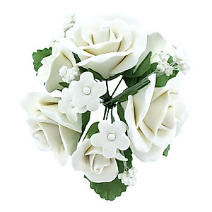 Global Sugar Art Garden Rose Sugar Cake Flowers Topper Bouquet White, 1 Count by Chef Alan Tetreault