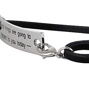 AleapDoll Christmas Stocking Stuffers Gifts 12 Pcs Bulk Inspirational Gifts Leather Bracelets for Women Girls Motivational Quotes Message Encouragement Cuff